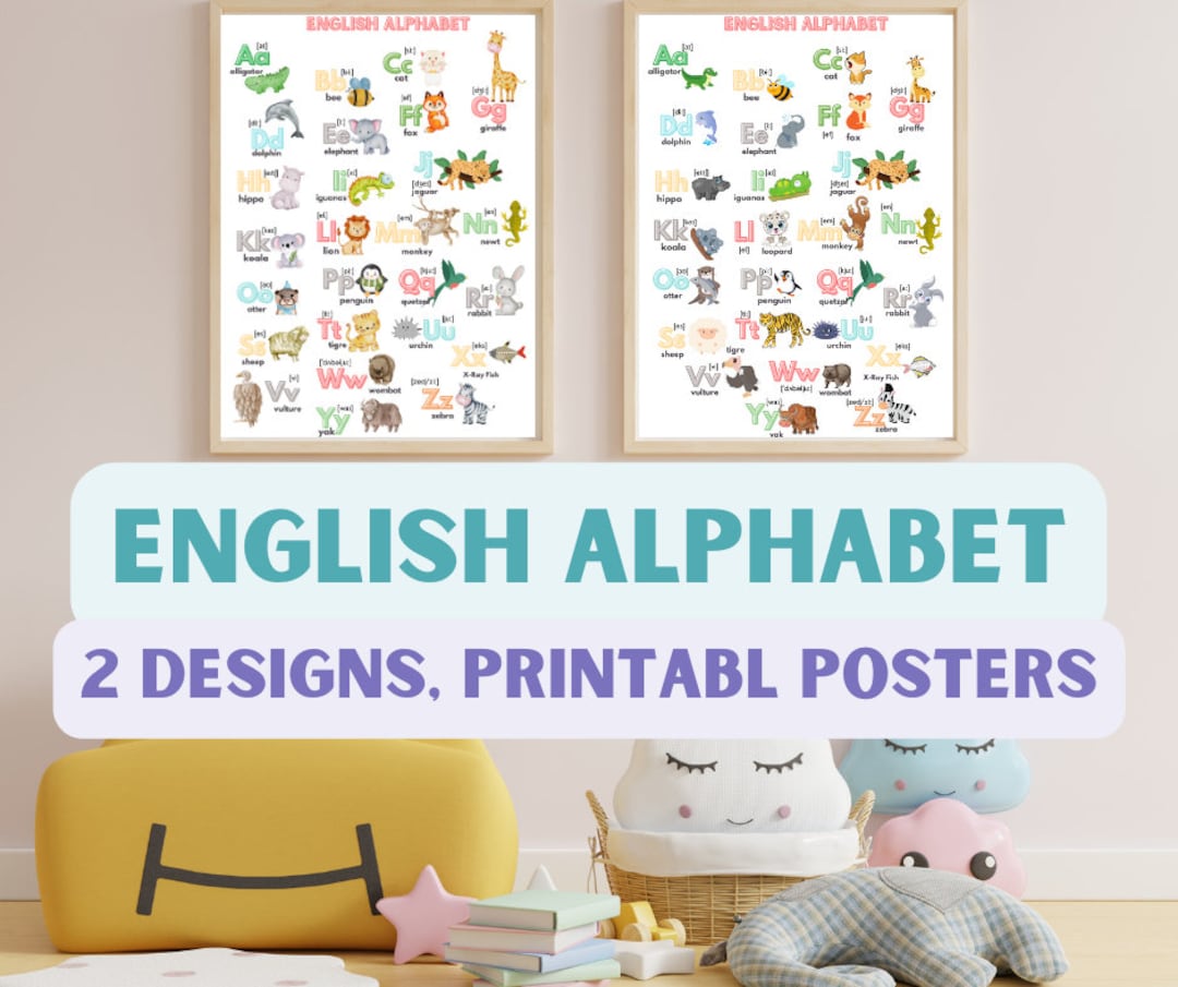 ENGLISH ALPHABET Poster in 2 Designs English for BEGINNERS Educational ...
