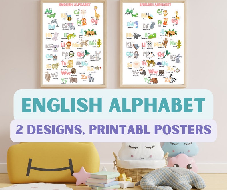 ENGLISH ALPHABET Poster in 2 Designs English for BEGINNERS Educational ...