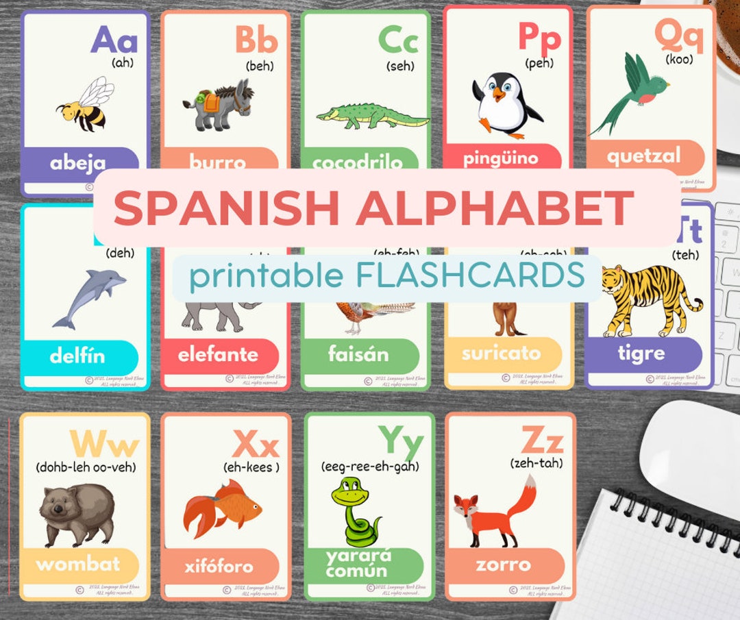 SPANISH ALPHABET Flashcards Educational Printable Flashcards - Etsy