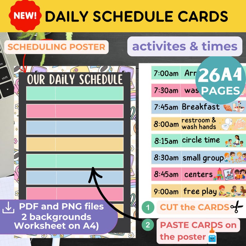 VISUAL SCHEDULE Kids Kindergarten Routine Charts Visual Daily Routine ...