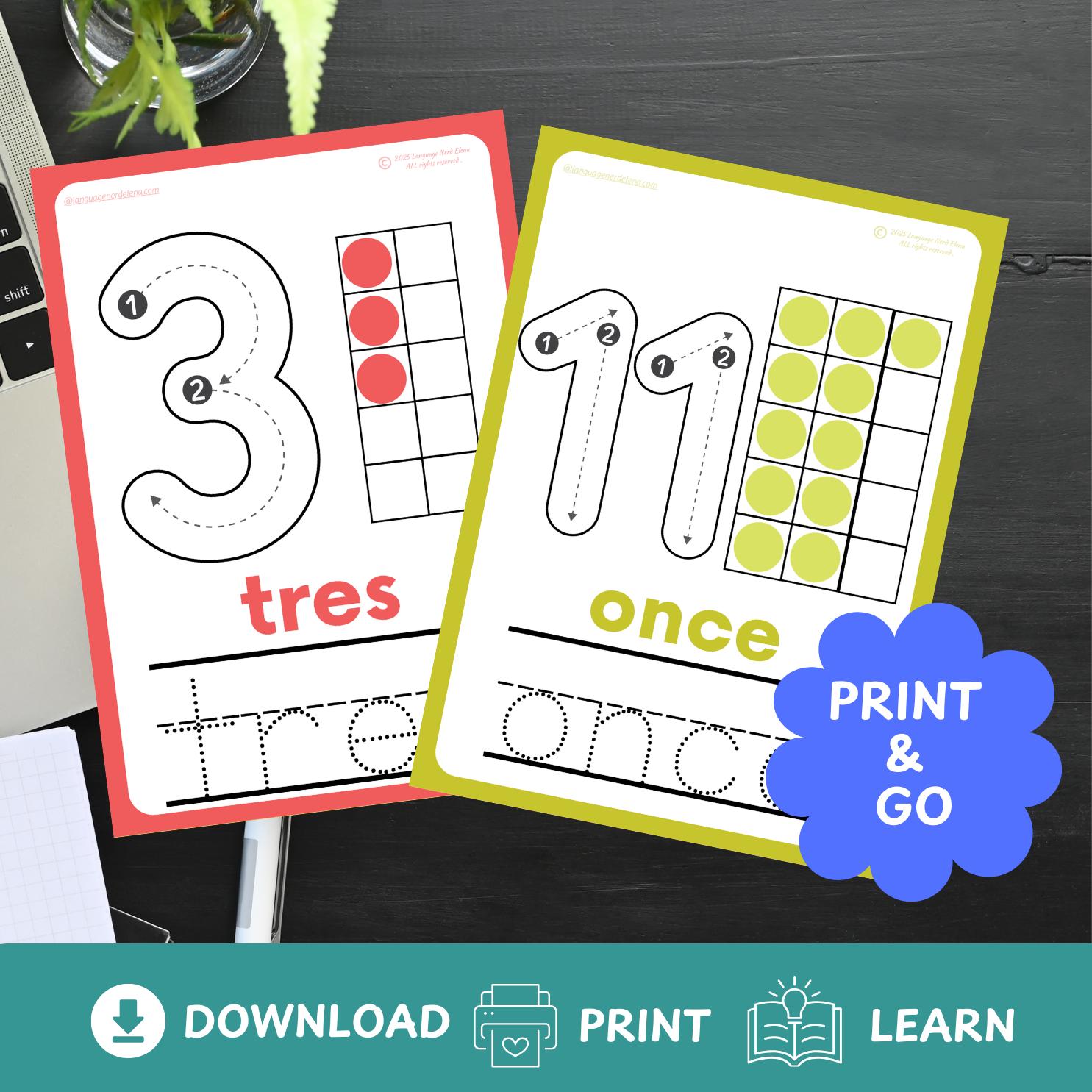 SPANISH Classroom Decor NUMBER Posters With TEN Frames 1-100 Counting ...