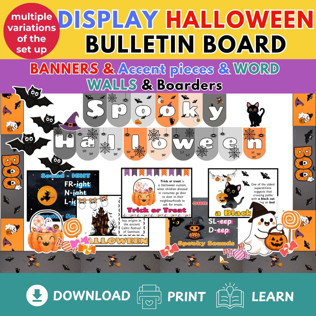 Halloween Bulletin Board Kit | Classroom Decor (digital Download) - Etsy