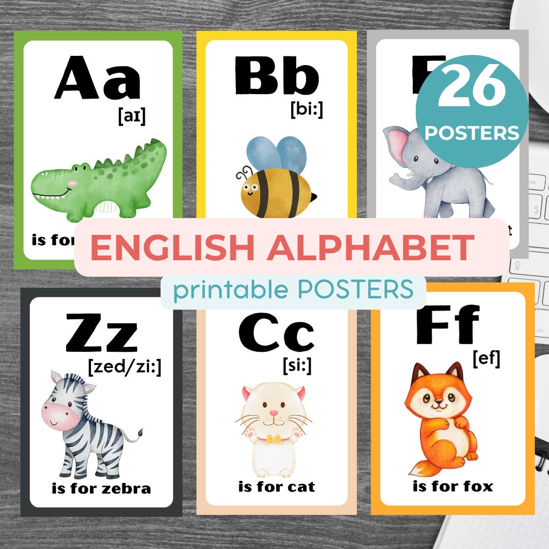 Learn English Alphabet Phonics Set of 26 ALPHABET Poster ENGLISH ...