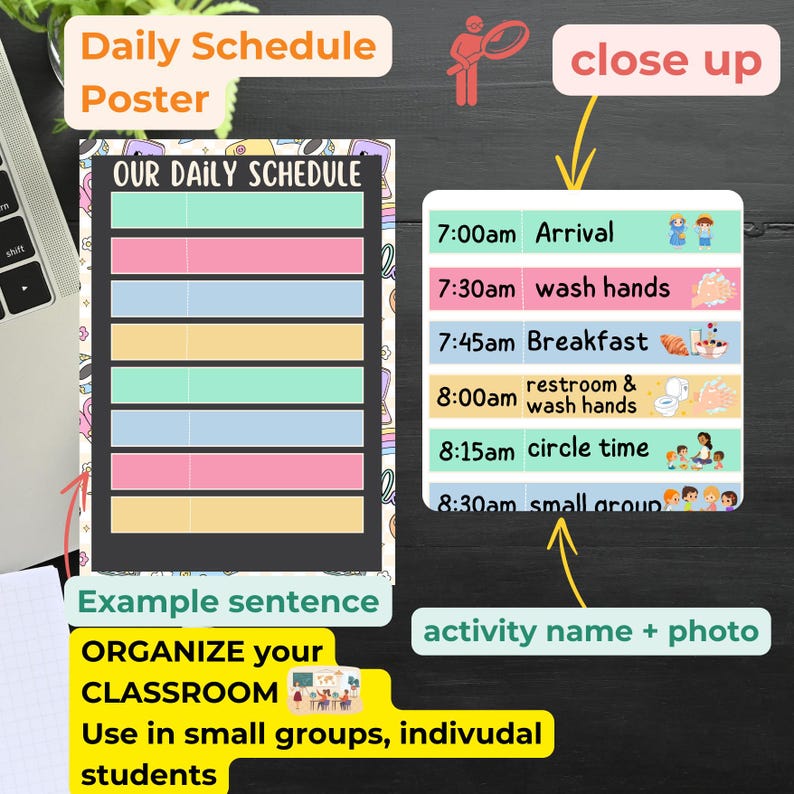 VISUAL SCHEDULE Kids Kindergarten Routine Charts Visual Daily Routine ...