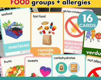 Spanish Food Groups Allergies Flashcards Bilingual Spanish-english ...
