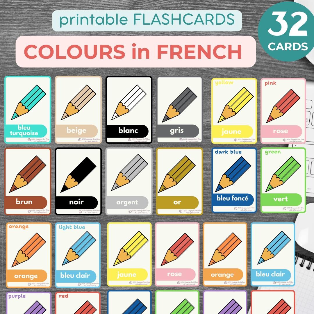 FRENCH COLOURS Flashcards French Basics French for Beginners French ...