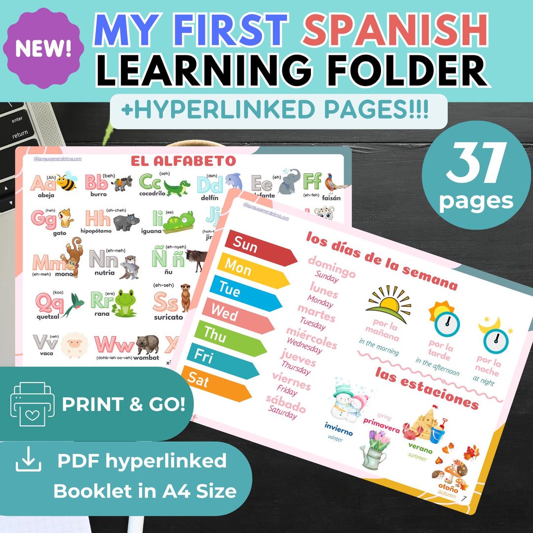 SPANISH Basics Teachingmaterials Learning Folder Spanish for Beginners ...