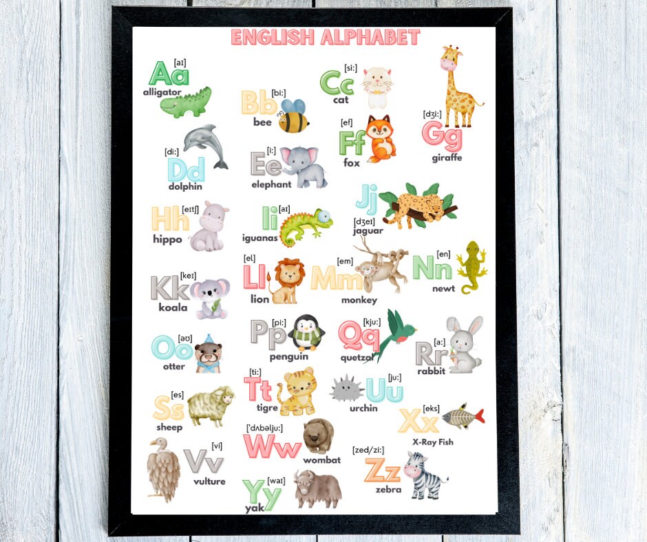 ENGLISH ALPHABET Poster in 2 Designs English for BEGINNERS Educational ...