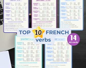 French Verb Flashcards | A5 Printable, Grammar Basics (digital Download ...