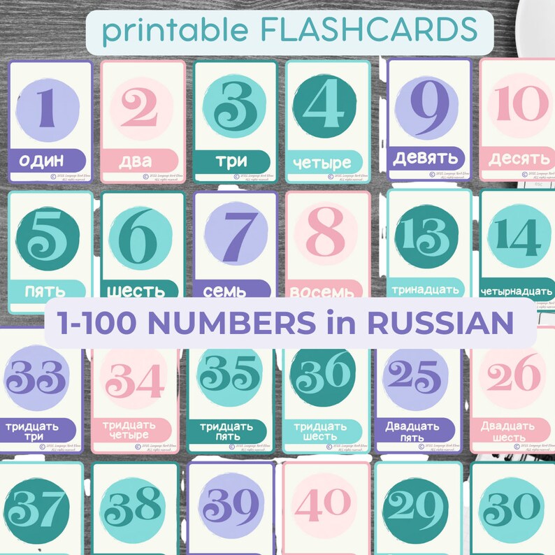 RUSSIAN NUMBERS Flashcards 1-100 Russian Language Learning Flashcards ... RUSSIAN NUMBERS Flashcards 1-100 Russian Language Learning Flashcards ...