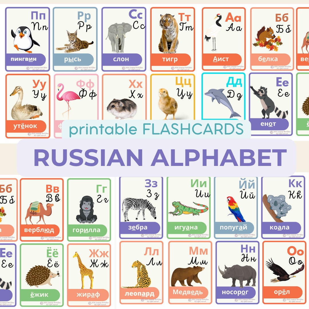 Learn RUSSIAN ALPHABET Flashcard Russian Alphabet With Cursive Russian ...