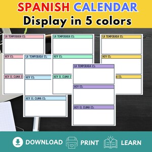 SPANISH CLASSROOM DECOR Calendar Display Bulletin Board Spanish ...