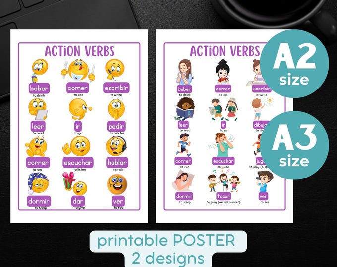 100 Spanish Verbs Flashcards | Printable Spanish Vocabulary | Learn ...