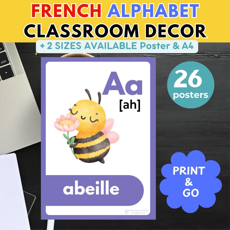 French Alphabet Poster: Pastel Watercolor Classroom Decor (digital ...