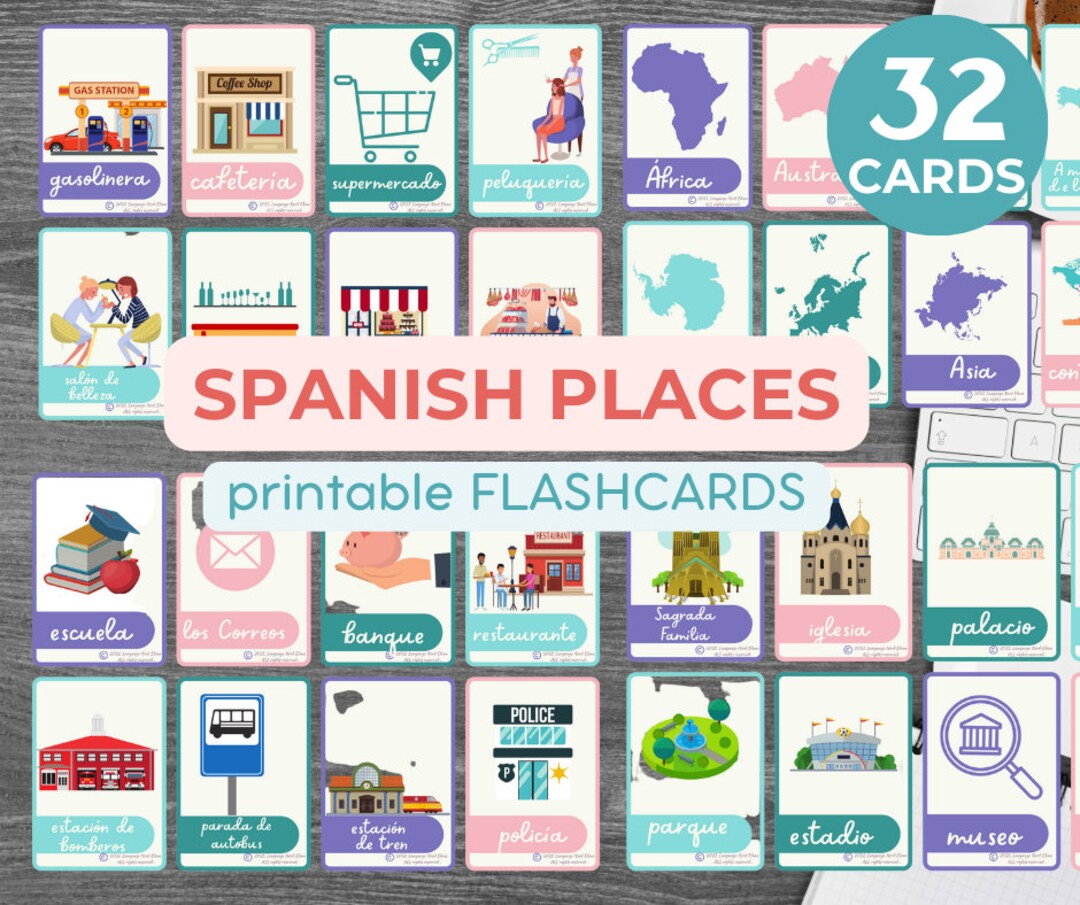 Places in Spanish Printable FLASHCARDS SPANISH BASICS Spanish ...
