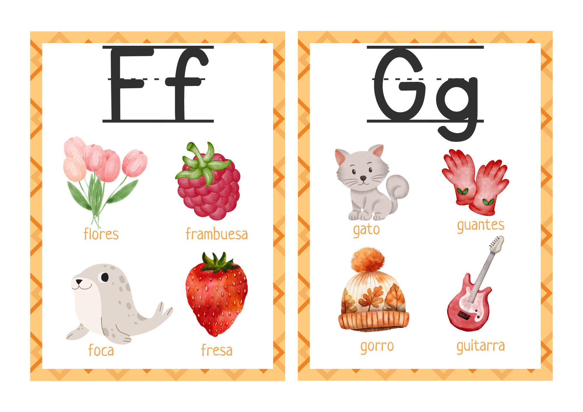 SPANISH ALPHABET Book With 4 Words per Letter Educational Printable ...