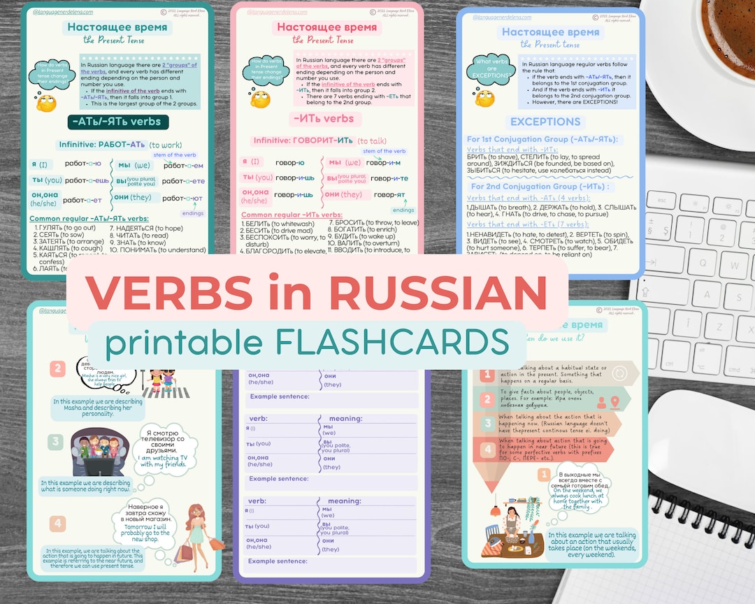 RUSSIAN GRAMMAR Overview Russian VERBS in Present Tense - Etsy
