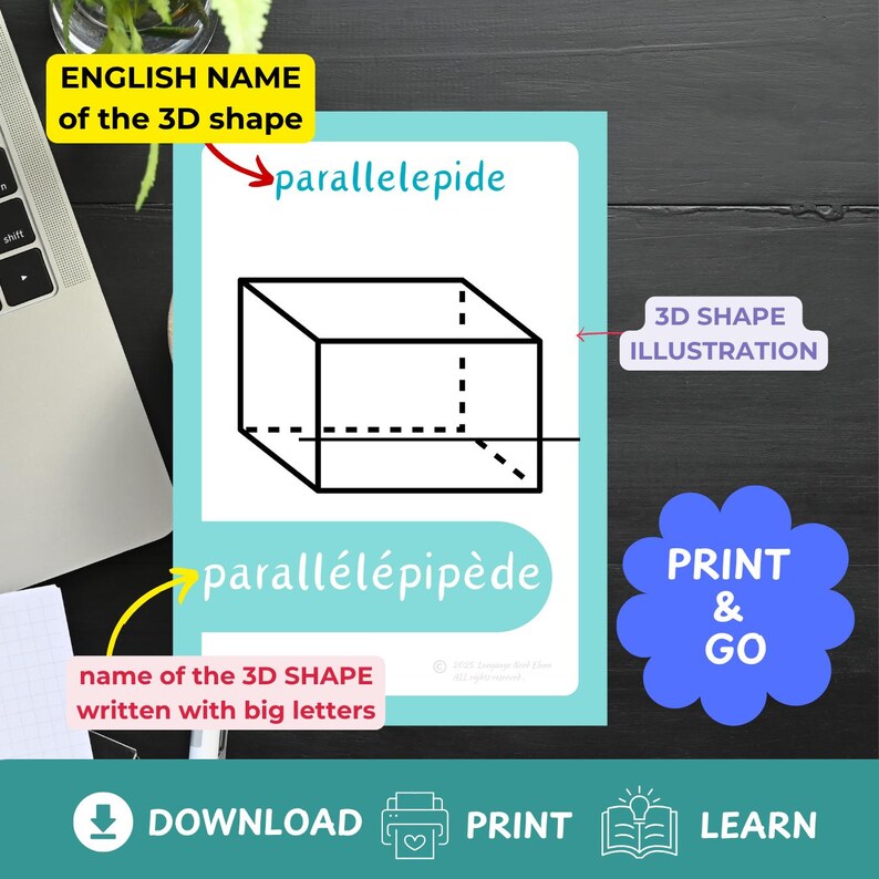 French 3D Shapes Posters: Bilingual Classroom Decor (PDF) - Etsy