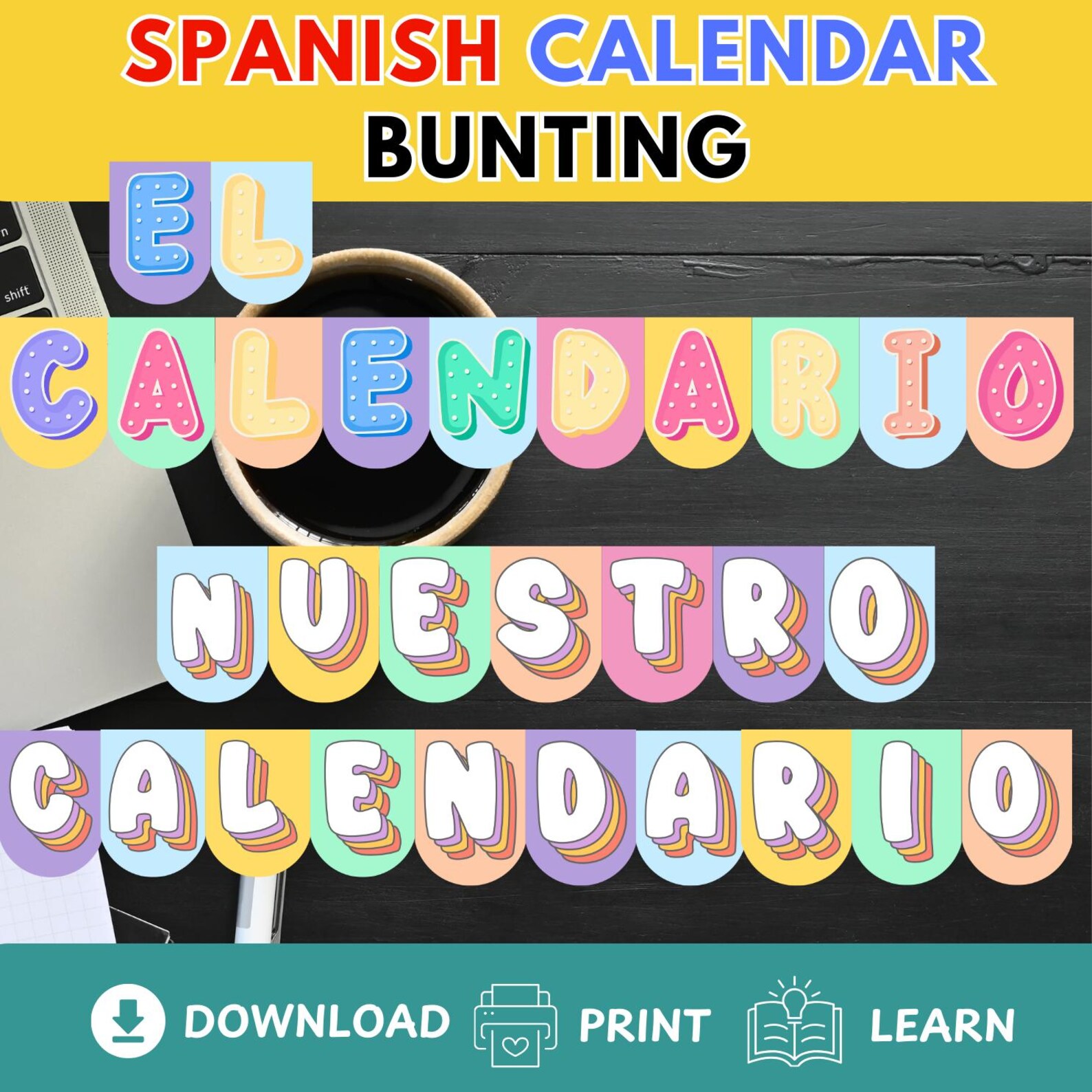 SPANISH CLASSROOM DECOR Calendar Display Bulletin Board Spanish ...