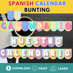 SPANISH CLASSROOM DECOR Calendar Display Bulletin Board Spanish ...