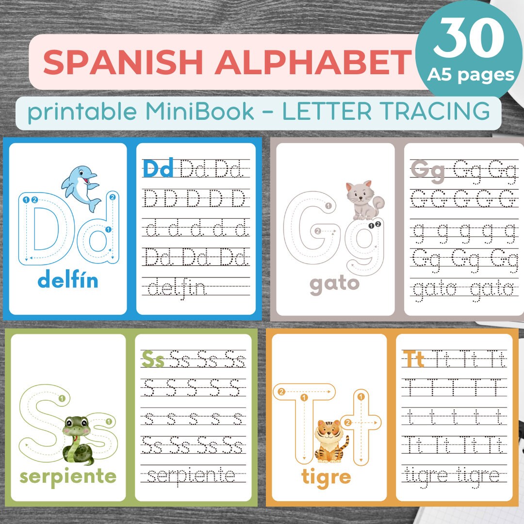 SPANISH ALPHABET Tracing Letters Learn to Write Spanish Alphabet ...