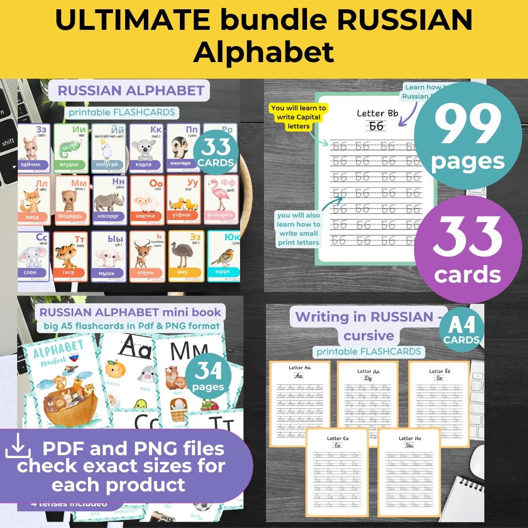 Learn RUSSIAN Abc Cyrillic Alphabet Bundle Handwriting Alphabet Russian ...
