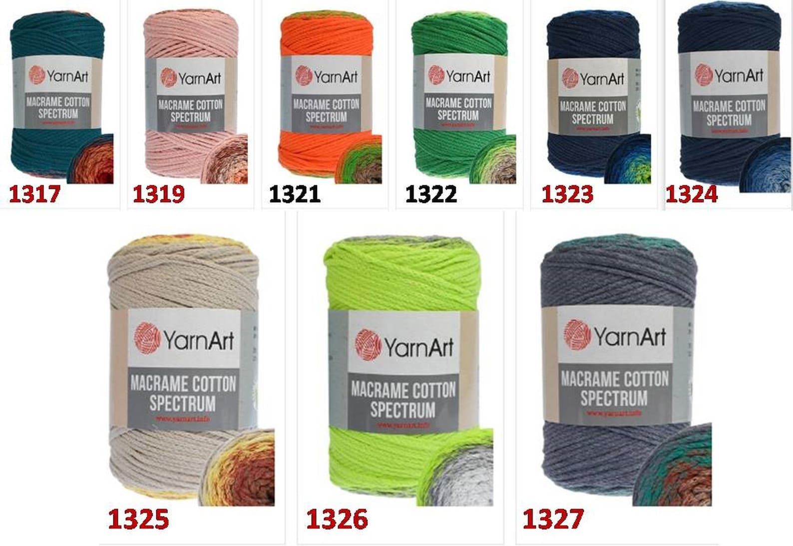Yarnart Macrame Cotton Spectrum Rope 250/gr/225mt Crochet | Etsy