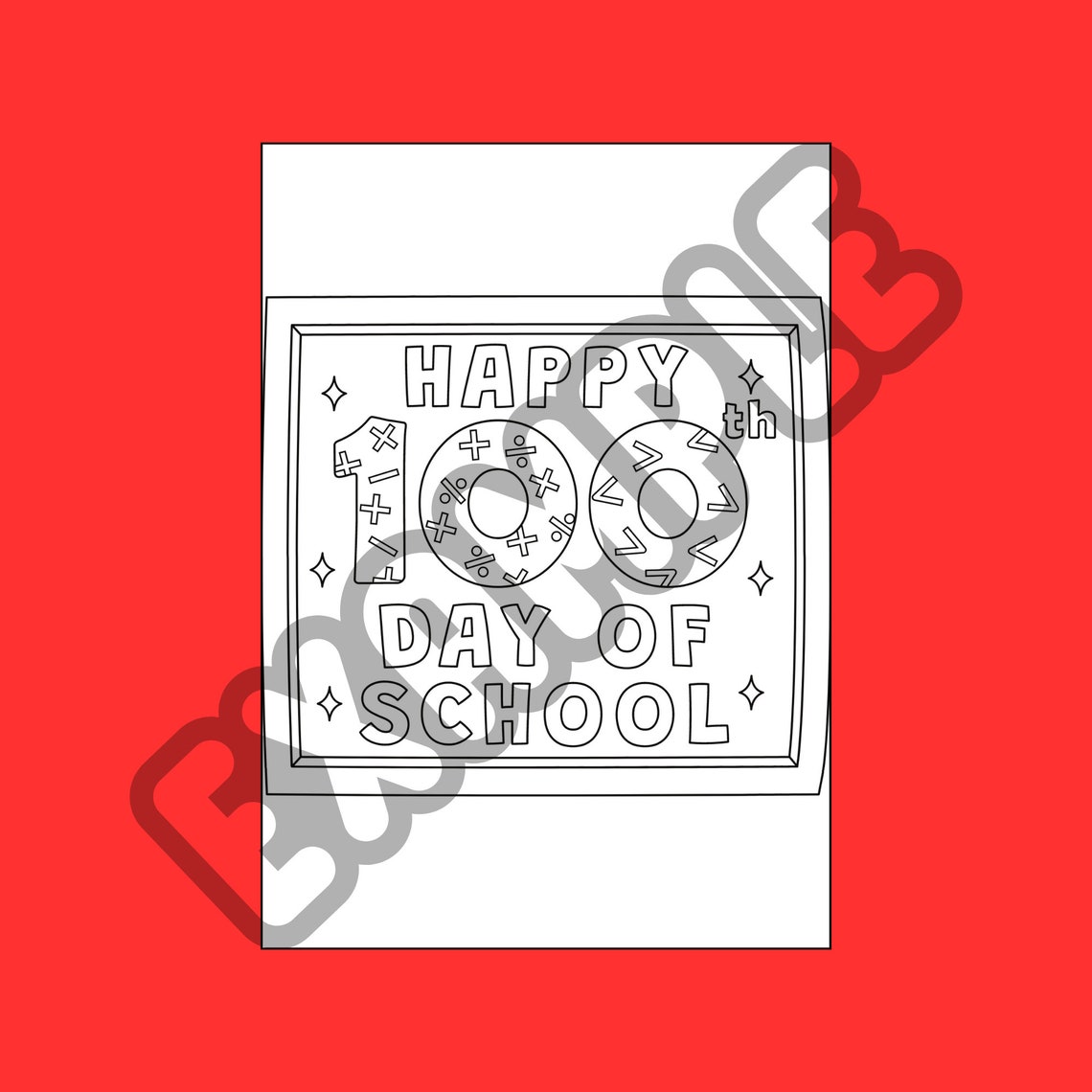 100 Days of School Coloring, Cute Coloring Pages for Kids, 15 Page 100 ...