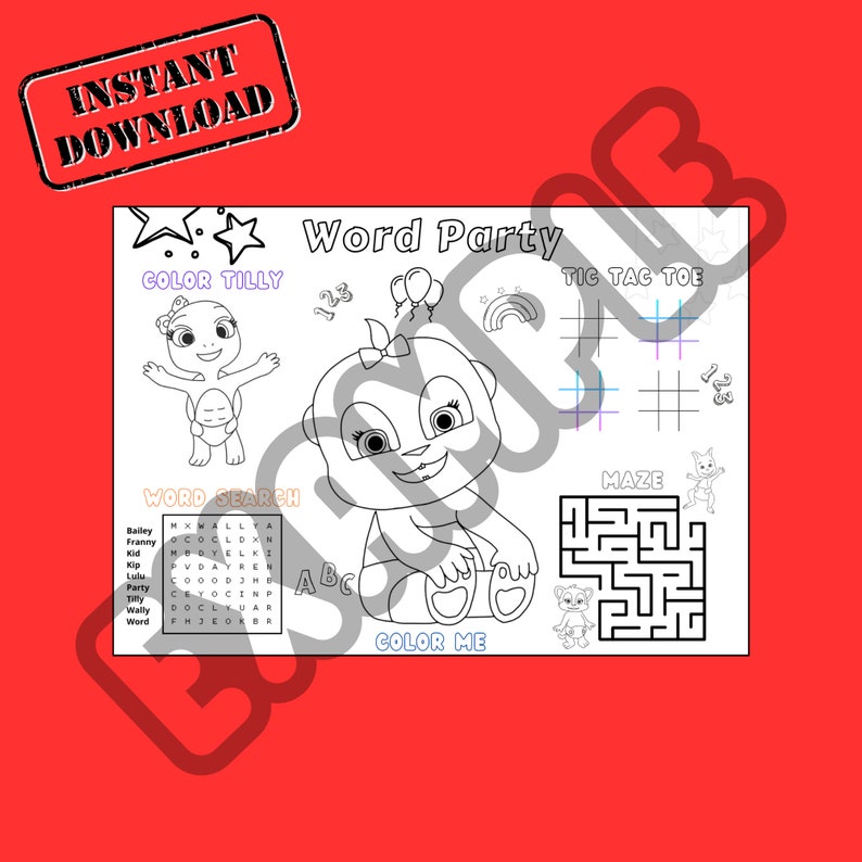 Word Party Activity Sheet, Perfect for Kids Activities During Birthdays ...