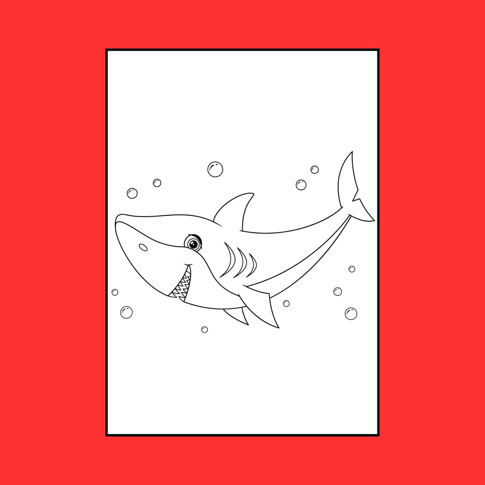 Shark Coloring Pages, Shark Coloring Activity for Kids, Easy Coloring ...