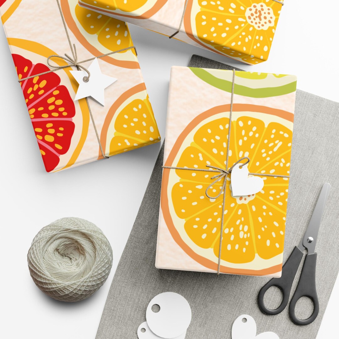 Orange Wrapping Paper, Fruit Wrapping Paper, Summer Wrapping Paper ...