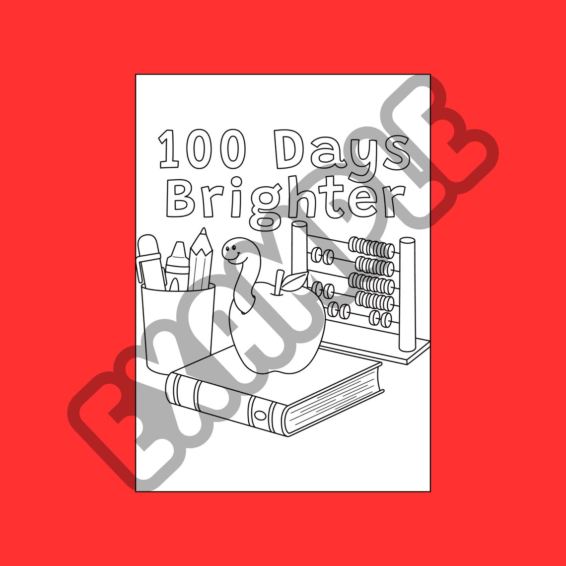 100 Days of School Coloring, Cute Coloring Pages for Kids, 15 Page 100 ...