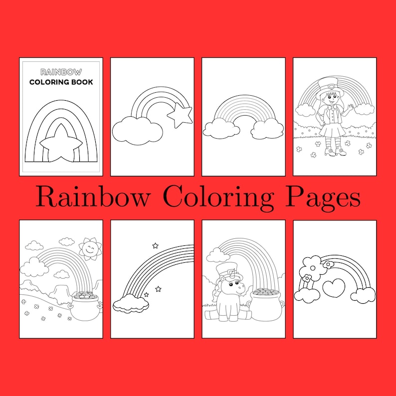 Rainbow Coloring Book: 15-page Kids Activity (digital Download) - Etsy