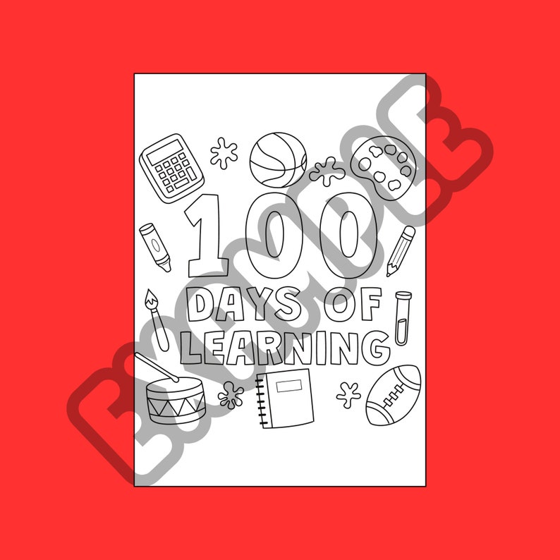 100 Days of School Coloring, Cute Coloring Pages for Kids, 15 Page 100 ...