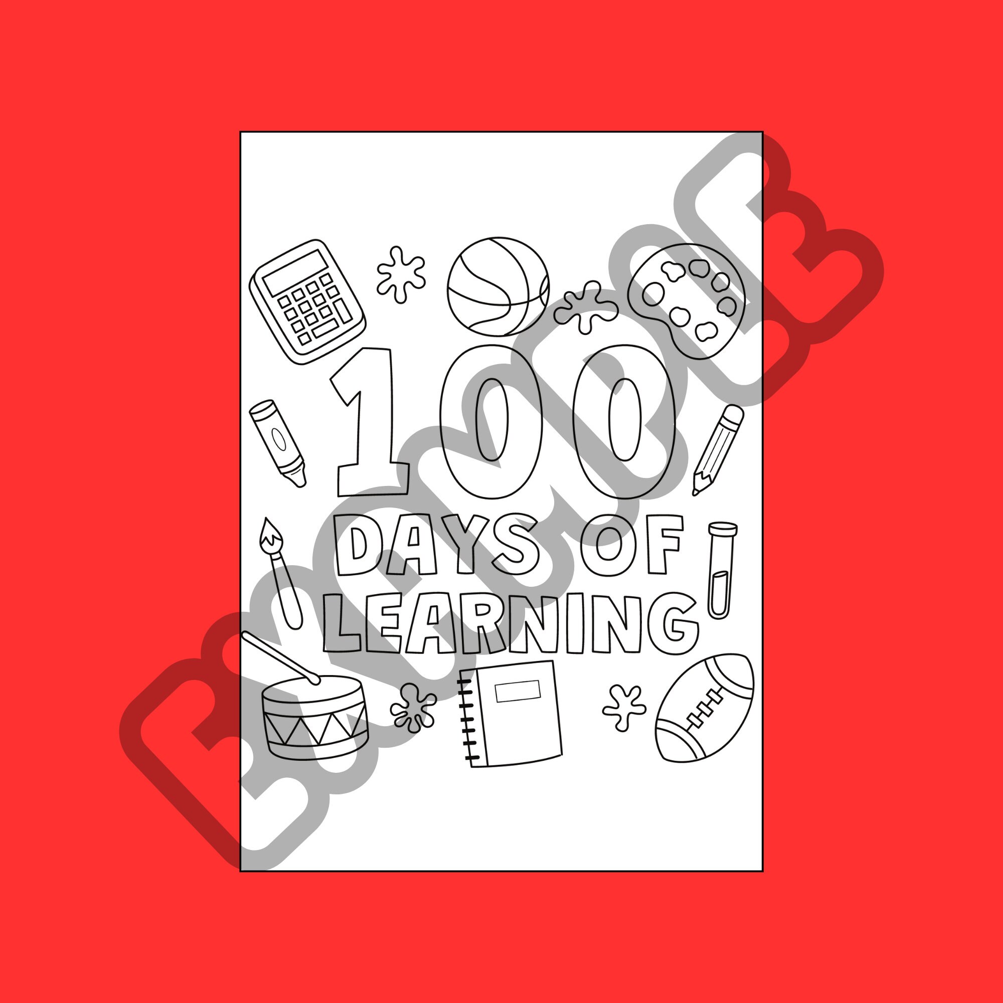 100 Days of School Coloring, Cute Coloring Pages for Kids, 15 Page 100 ...