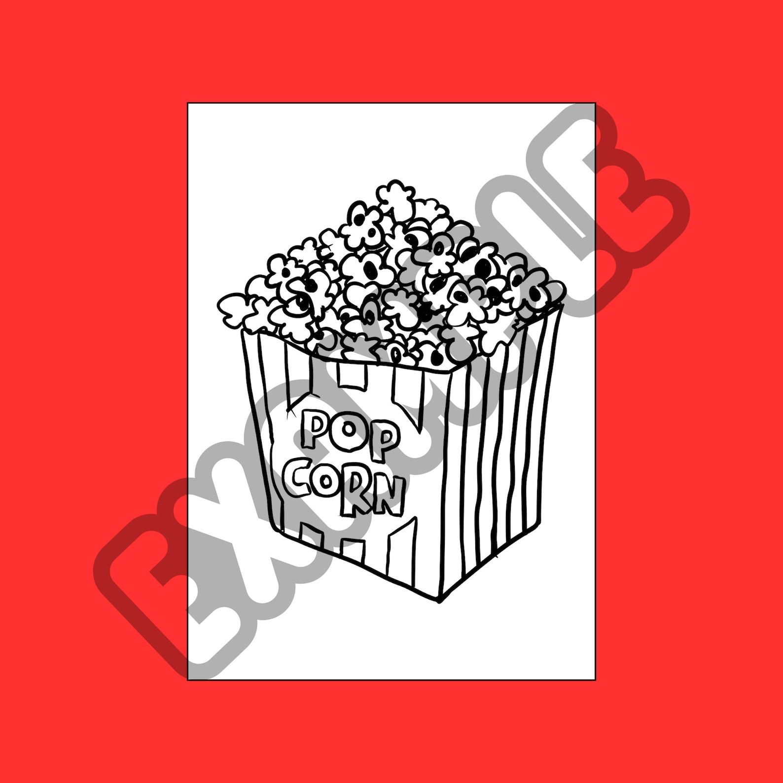 Popcorn Coloring Pages, Kids Coloring Book, Popcorn Printables, Adult ...