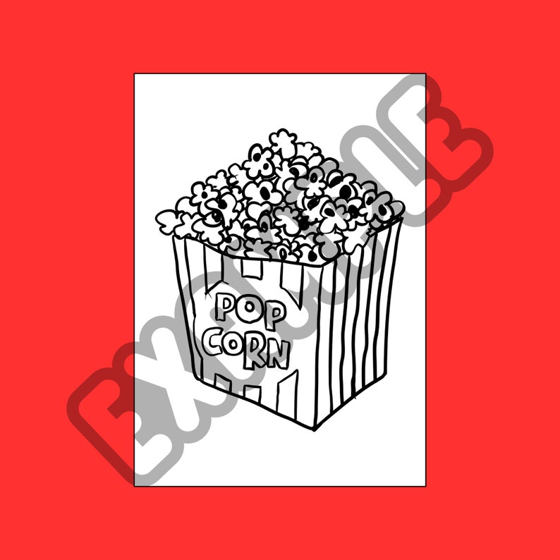 Popcorn Coloring Pages, Kids Coloring Book, Popcorn Printables, Adult ...
