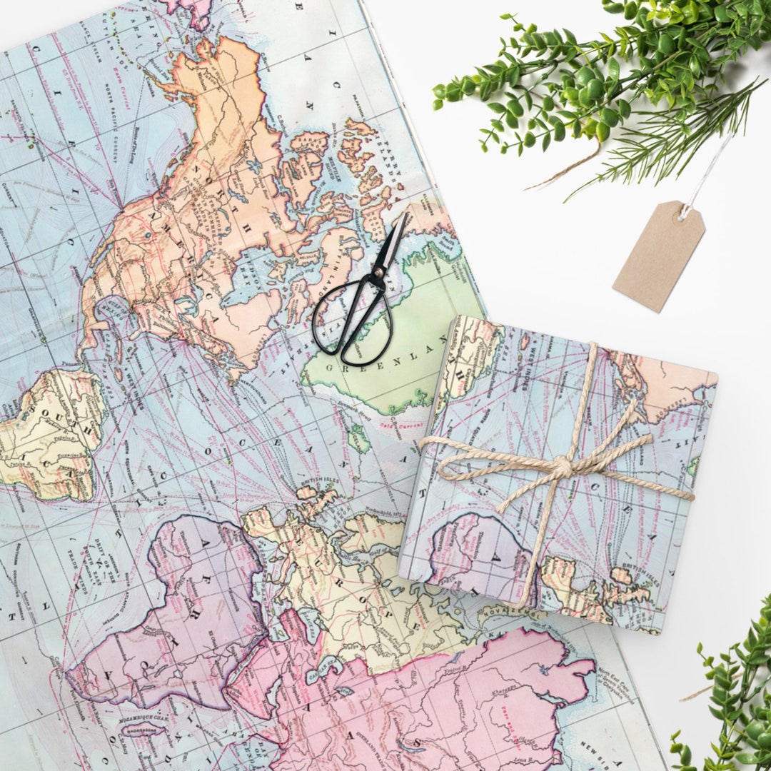 Worldmap Wrapping Paper, Original Worldmap Wrapping Paper, Around the ...