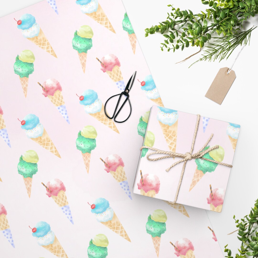 Ice Cream Wrapping Paper, Cool Ice Cream Wrapping Paper, Colorful Ice ...