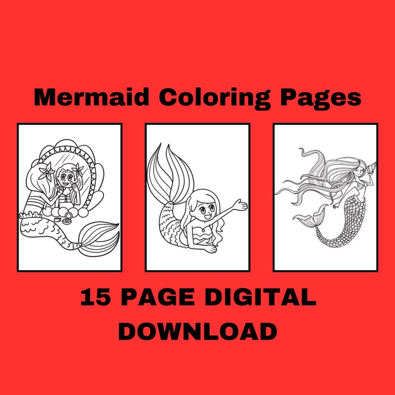 Mermaid Coloring Pages, Mermaid Coloring Activity for Kids, Easy ...