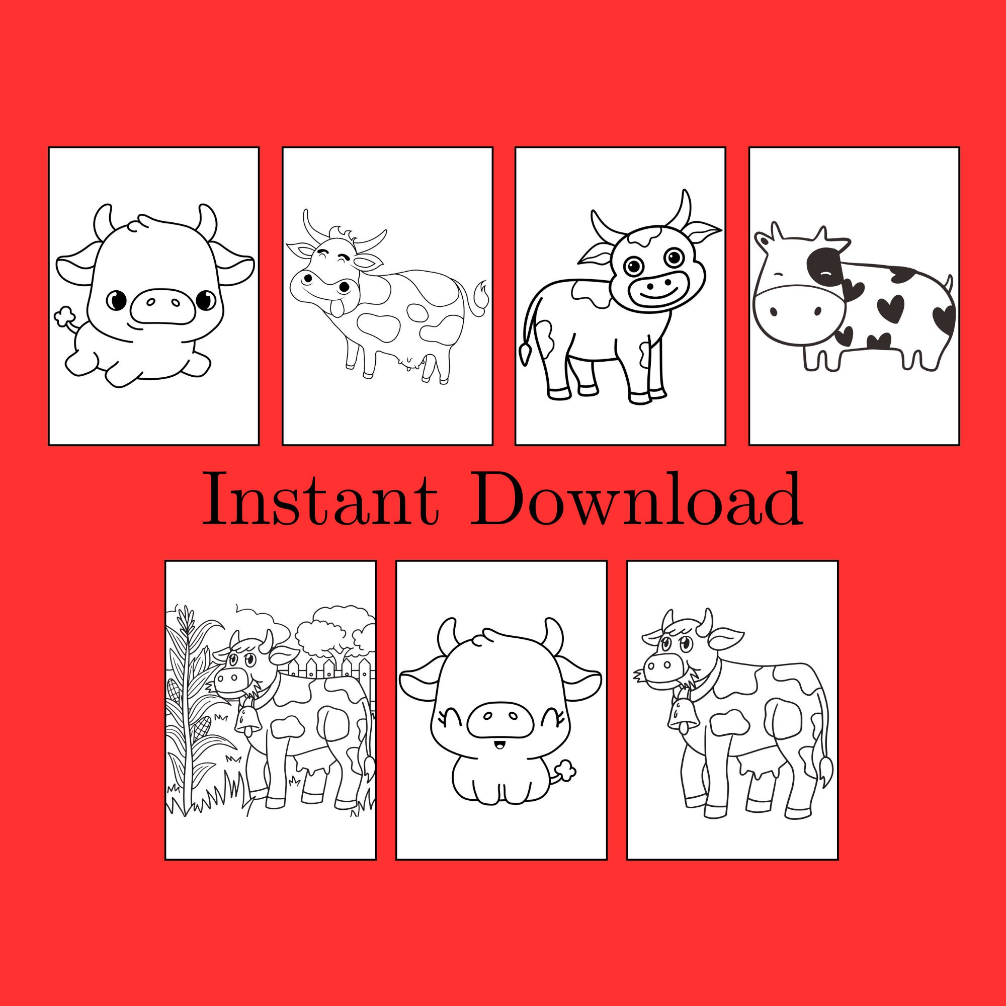 Cow Coloring Pages, Cute Coloring Pages, 15 Page Cow Coloring Printable ...