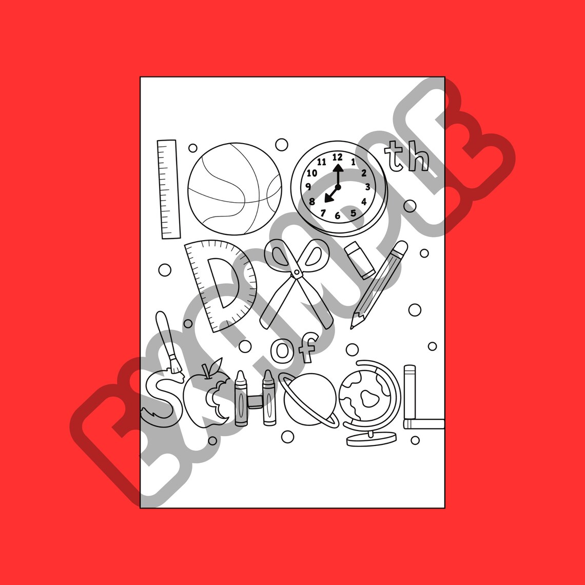 100 Days of School Coloring, Cute Coloring Pages for Kids, 15 Page 100 ...