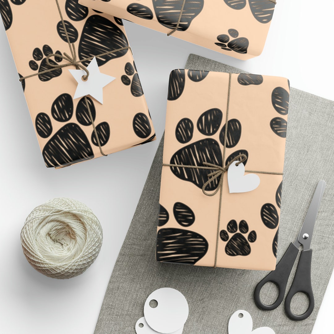Paw Print Wrapping Papers, Puppy Paws Wrapping Paper, Dog Paw Wrapping ...