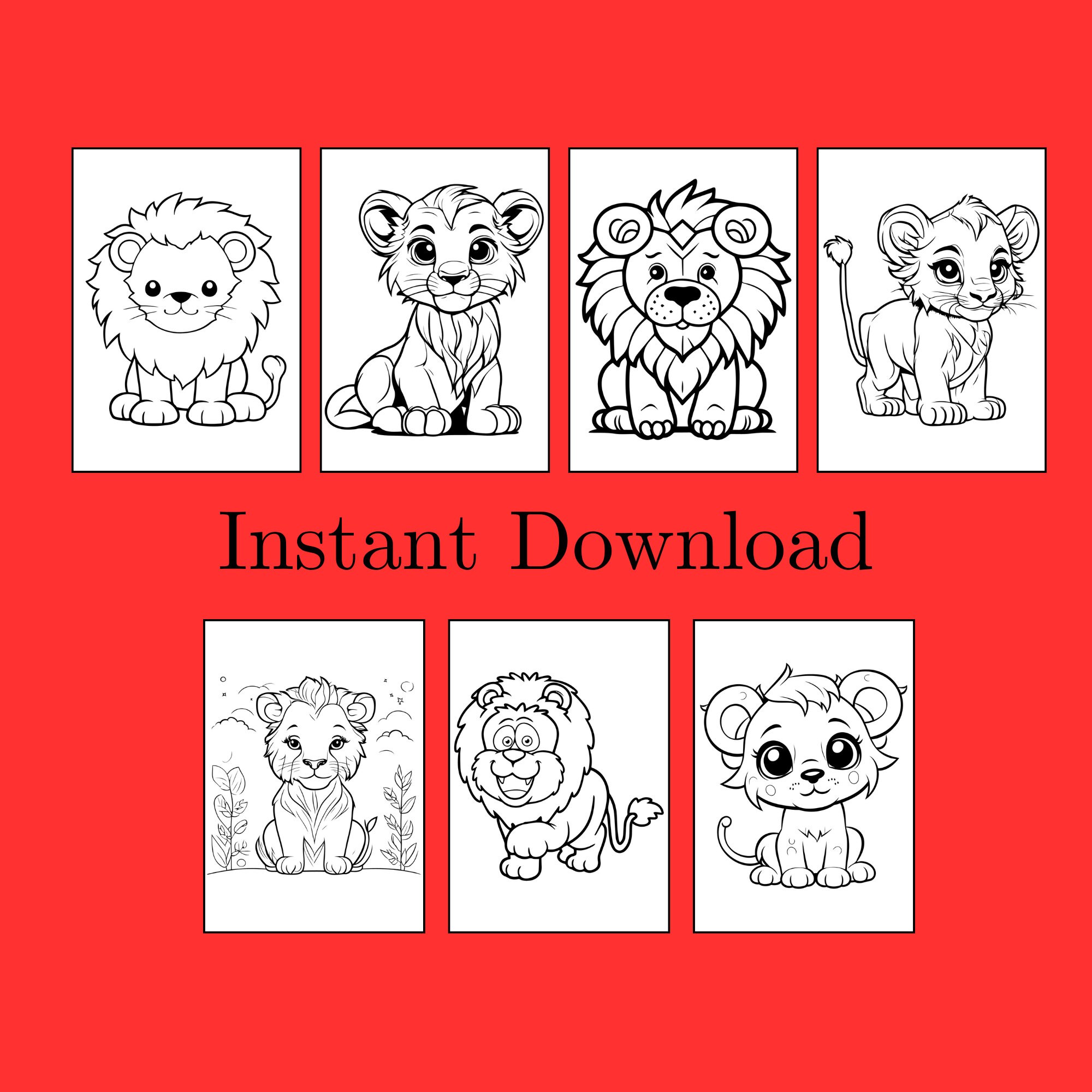 Cute Lion Coloring Pages, Homeschool Coloring Activity, Preschool ...