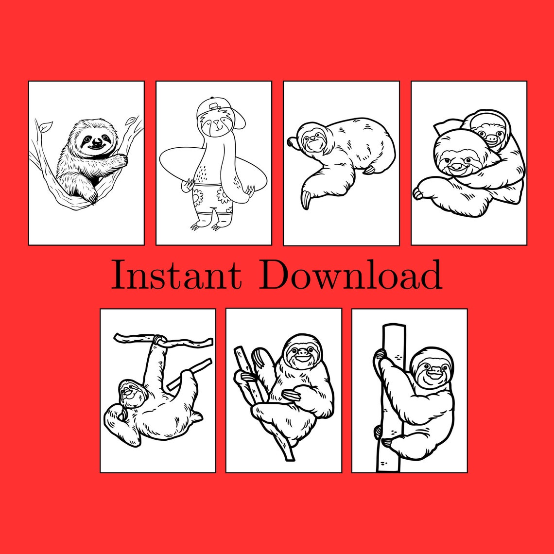 Sloth Coloring Pages, Kids Coloring Pages, Cute Coloring Pages, Adult ...