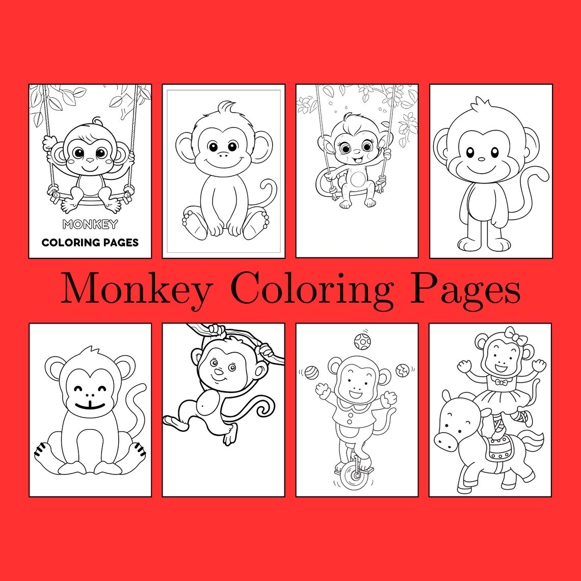 Monkey Coloring Pages, Homeschool Coloring Pages, Preschool Coloring ...
