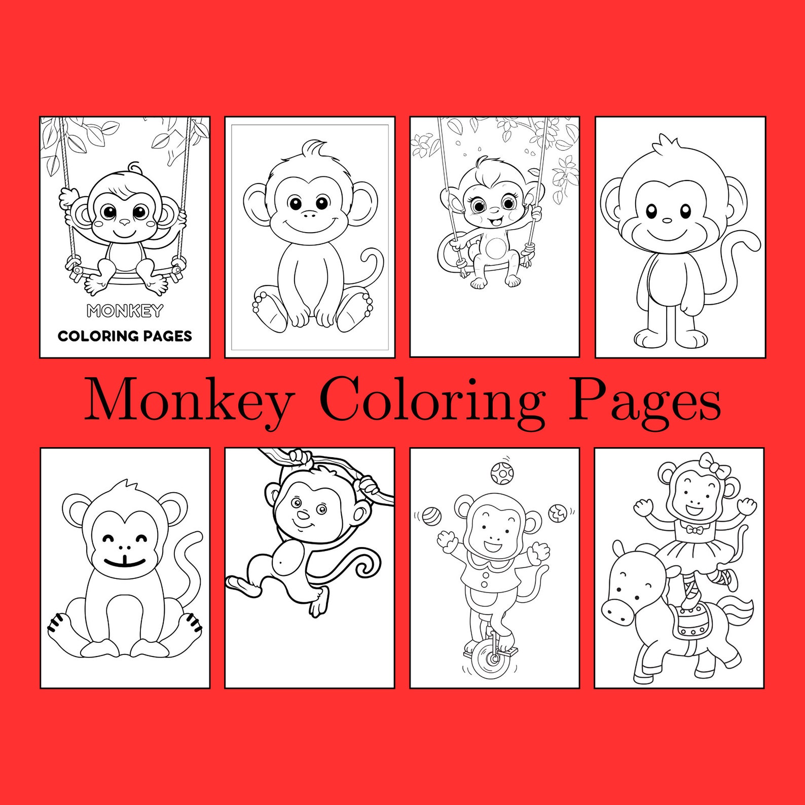Monkey Coloring Pages, Homeschool Coloring Pages, Preschool Coloring ...
