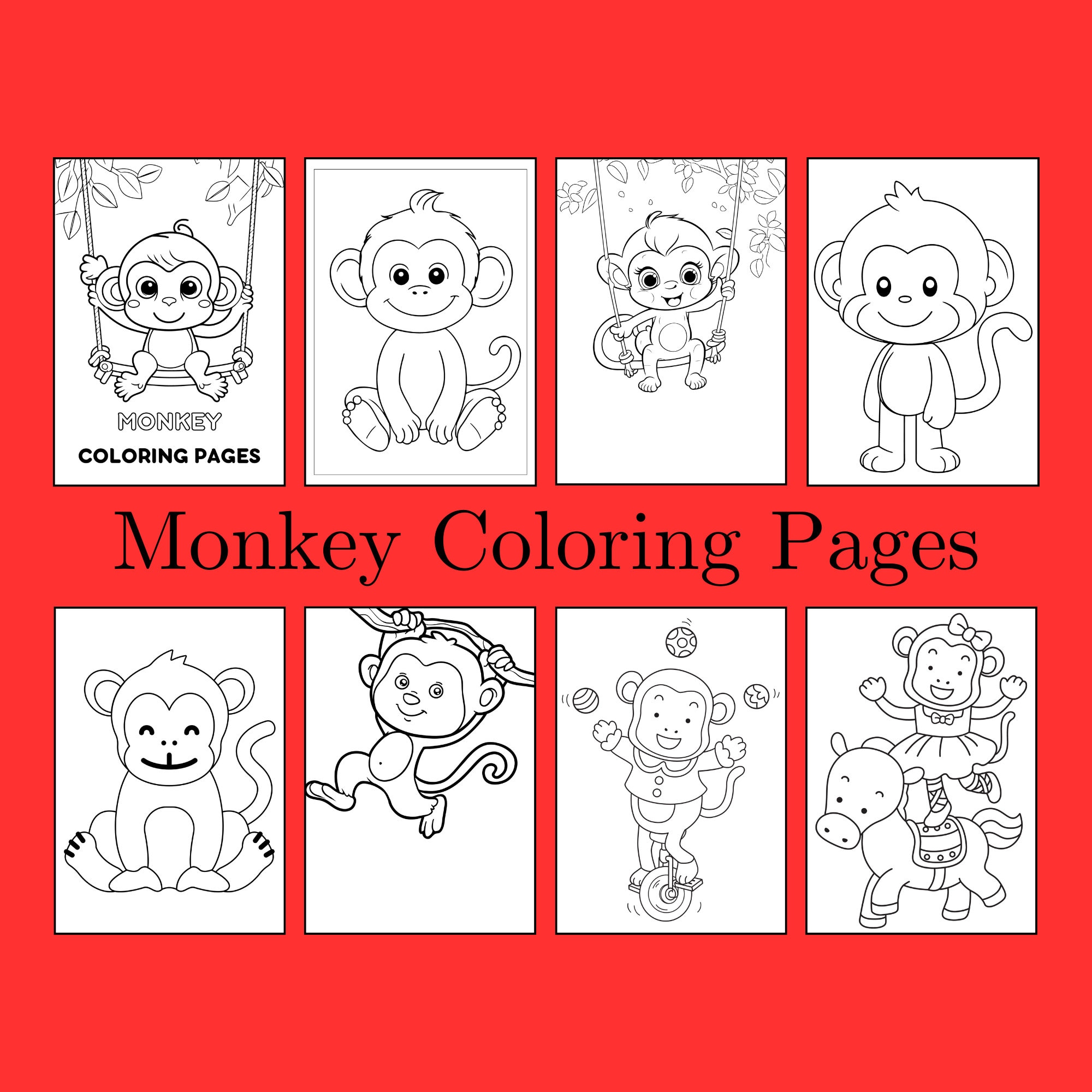 Monkey Coloring Pages, Homeschool Coloring Pages, Preschool Coloring ...