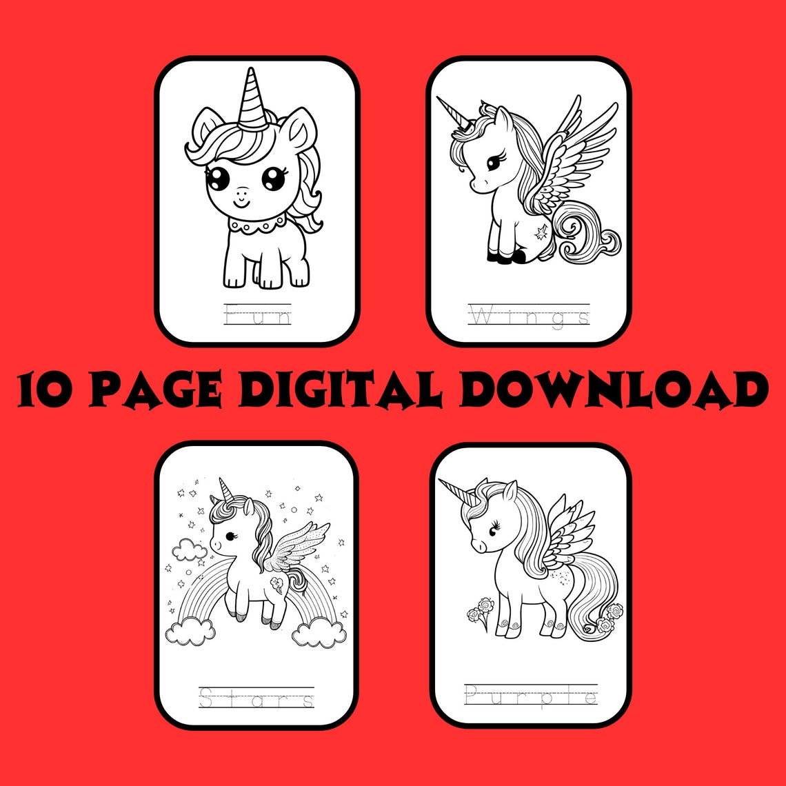 Unicorn Coloring Pages Unicorn Activity Sheet for Kids - Etsy