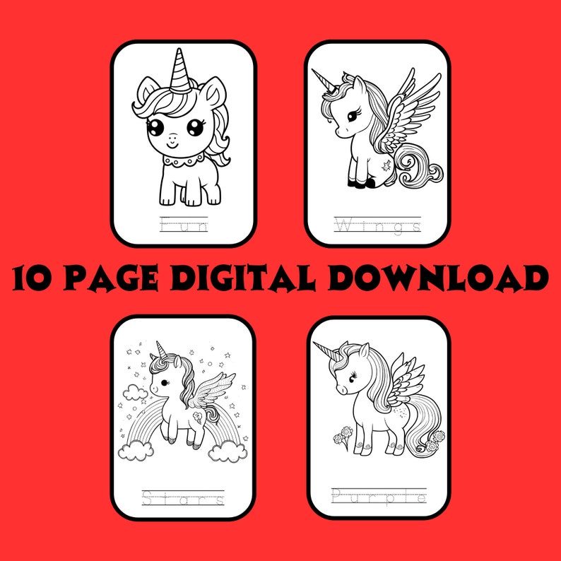 Unicorn Coloring Pages Unicorn Activity Sheet for Kids - Etsy